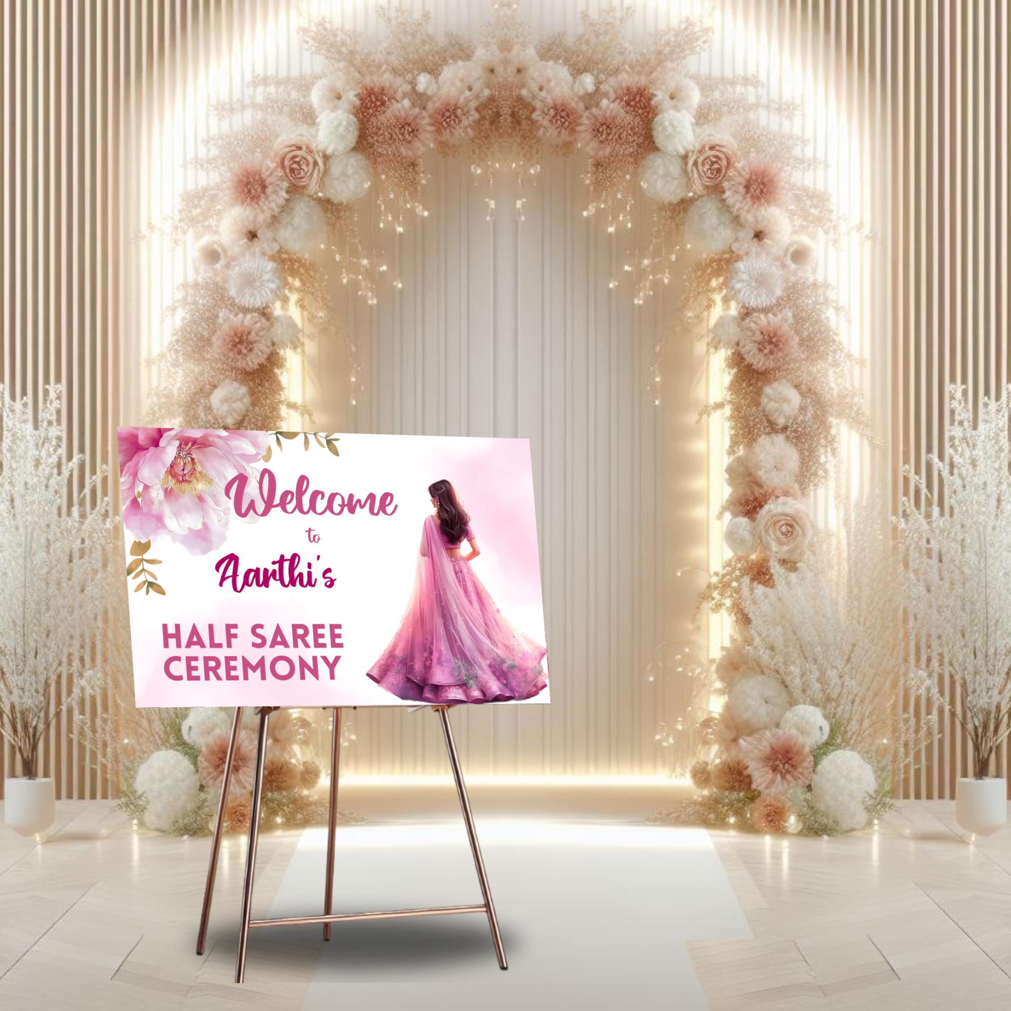 Half Saree Ceremony Welcome Sign, Customizable South Indian Puberty ...