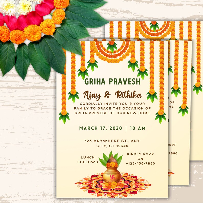 Indian Housewarming Invitation, Customizable Invitation for Indian ...