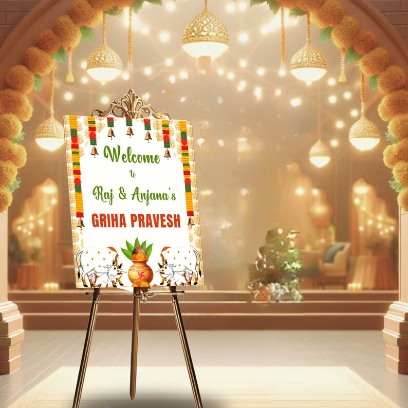 Indian Housewarming Welcome Sign, Customizable Welcome Sign for Indian ...