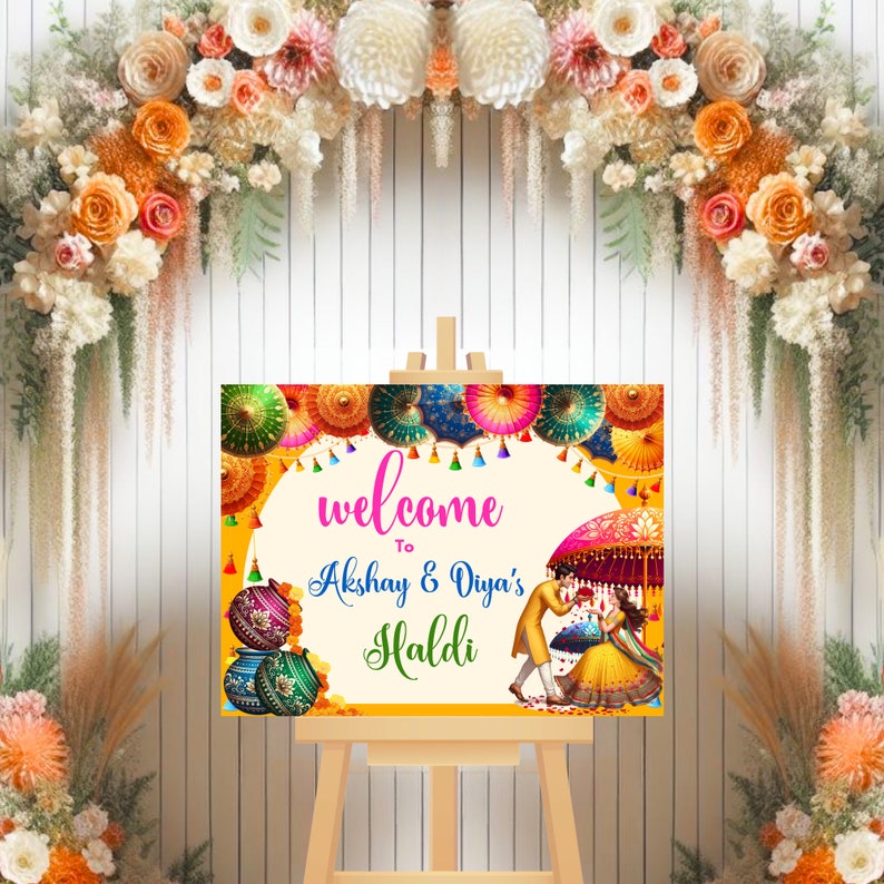 Colorful Haldi Sign for Your Haldi Event, Customizable Haldi Welcome ...