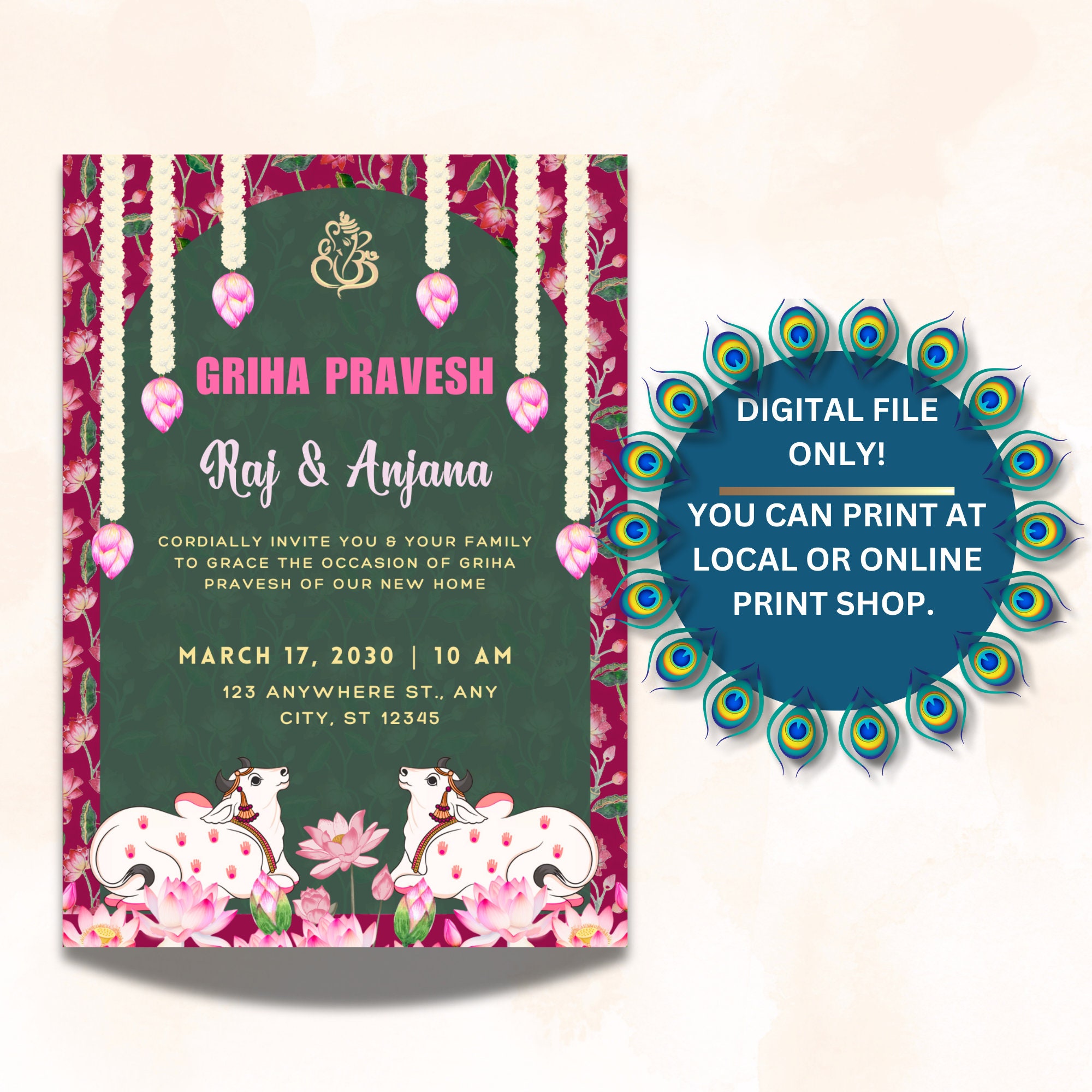 Indian Housewarming Invitation, Customizable Invitation for Indian ...