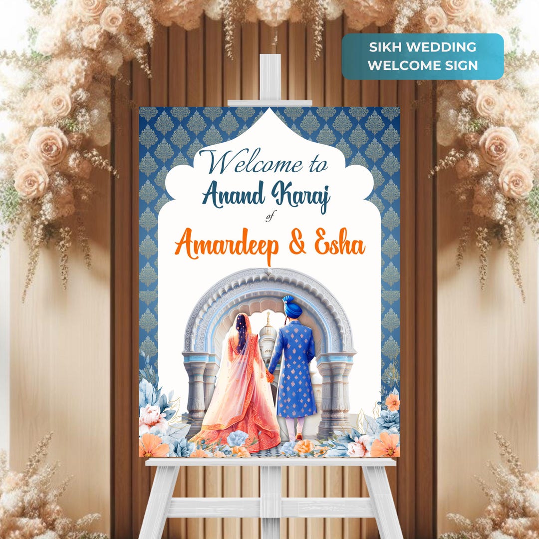 Sikh Wedding Welcome Sign, Indian Wedding Welcome Board for Punjabi ...