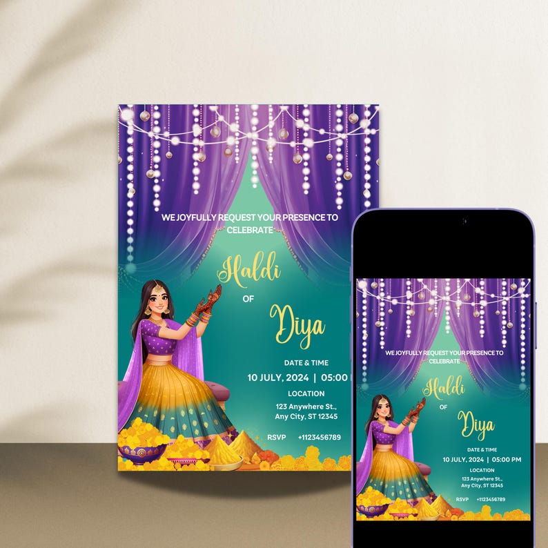 Haldi Invitation for Your Haldi Event, Customizable Haldi Invite for ...