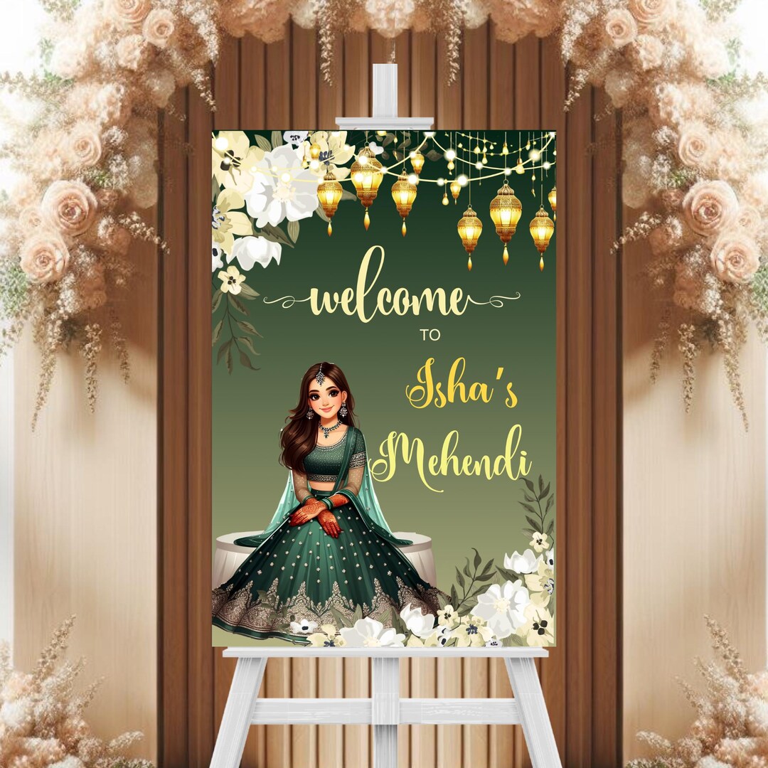 Mehndi Sign, Editable Welcome Sign for Mehendi Night, Mehendi Welcome ...
