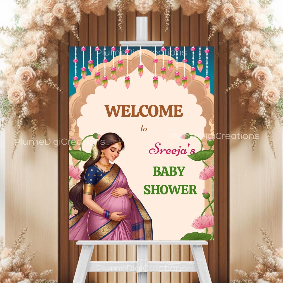 Seemantham Welcome Board, Indian Baby Shower Sign (digital Download) - Etsy