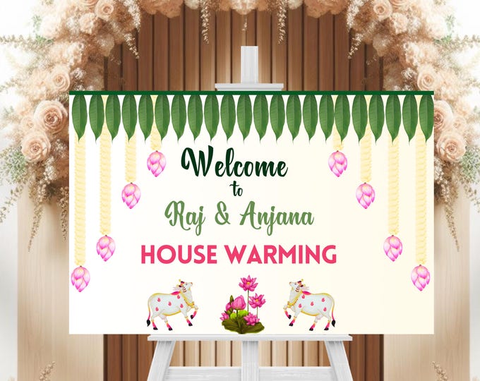 Housewarming Welcome Sign as Gruhapravesam Sign, Welcome Sign for House ...
