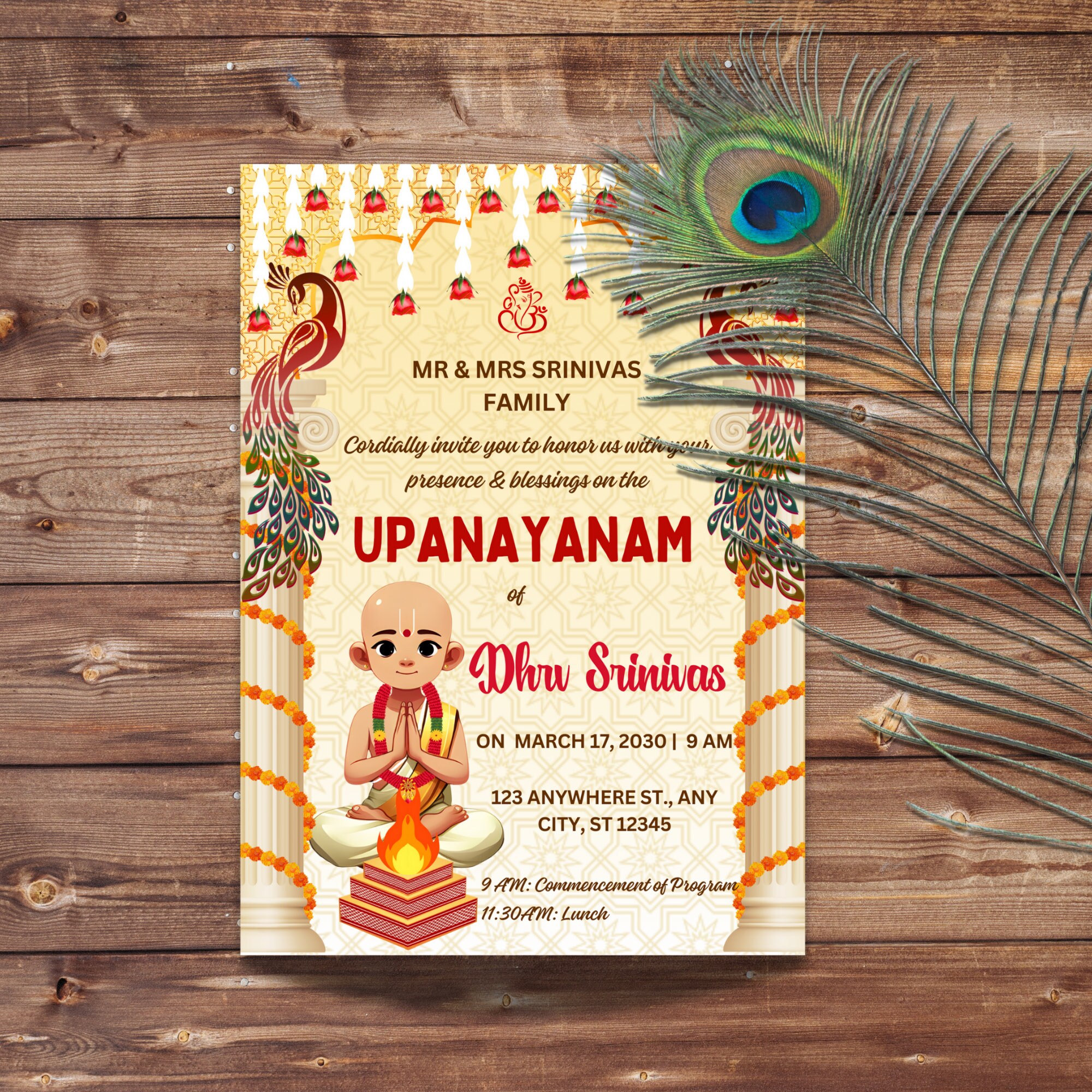 Upanayanam Bundle: Upanayanam Invite, Customizable Upanayanam ...