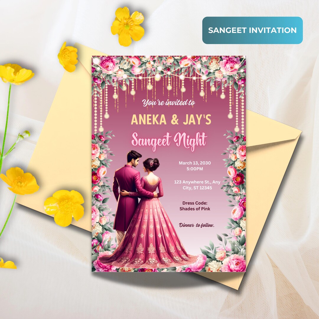 Sangeet Invitation, Customizable Invitation for Sangeet Party, Indian ...
