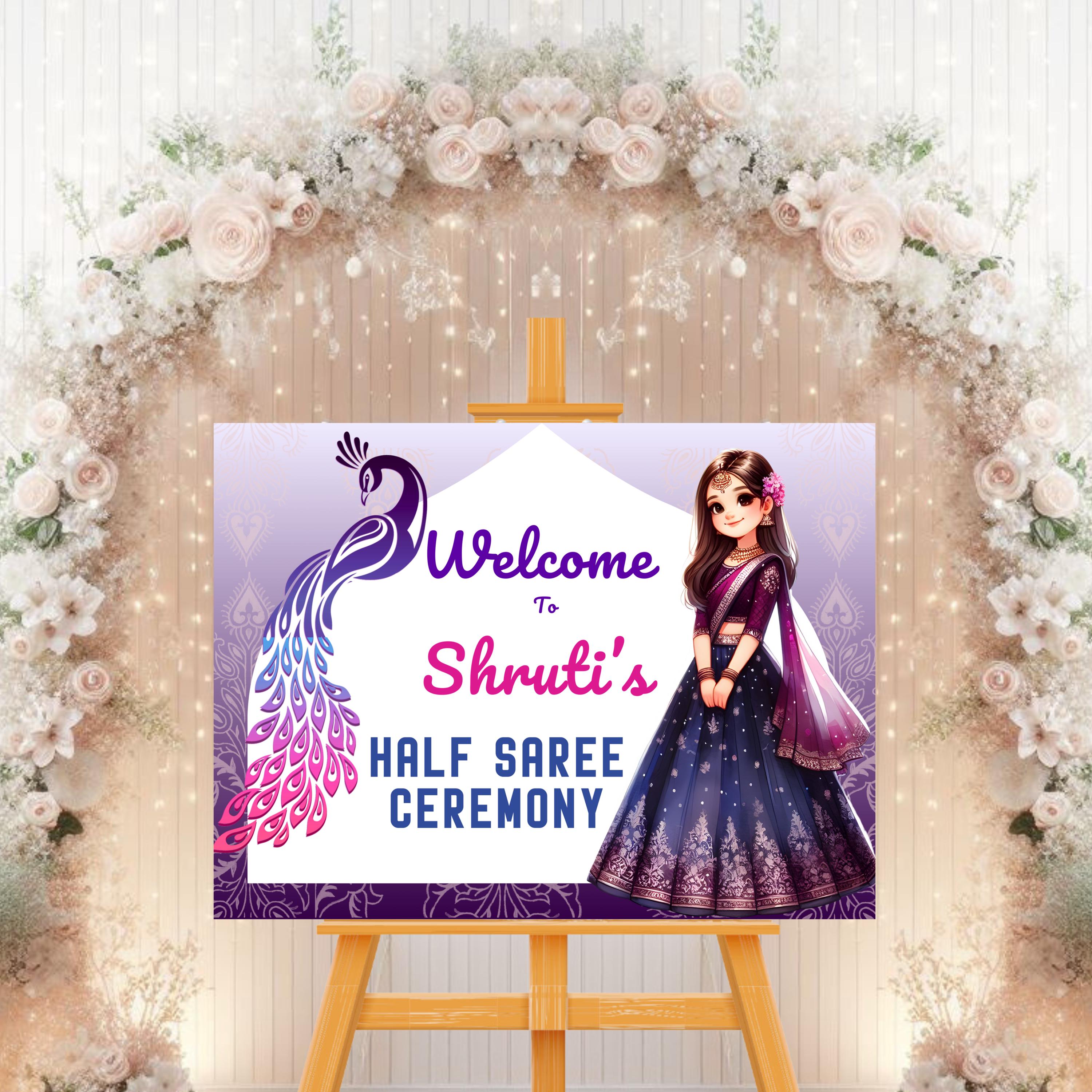 Half Saree Ceremony Welcome Sign, Customizable South Indian Puberty ...