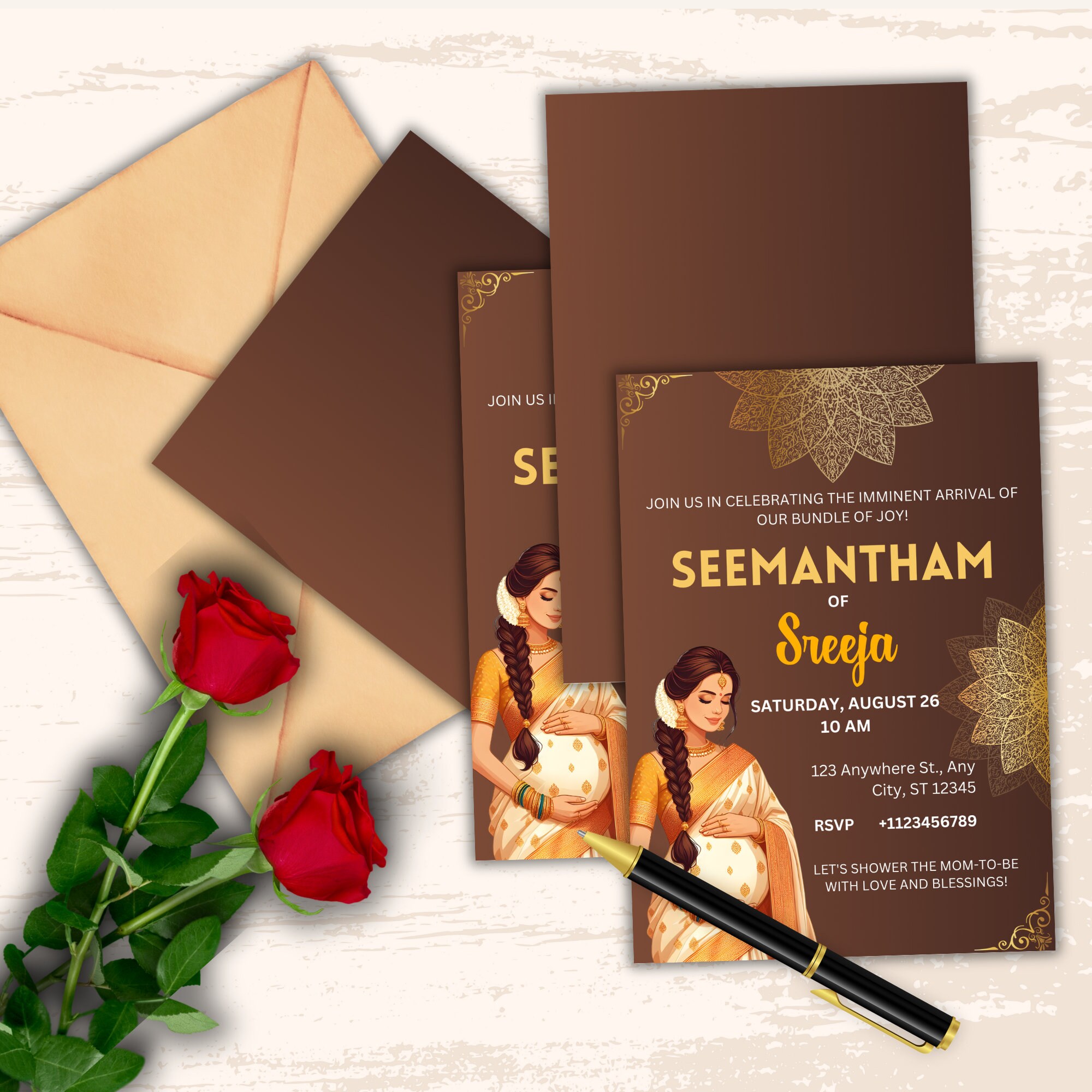 Sreemantham Invite for Your Indian Baby Shower, Valaikappu or Godh ...