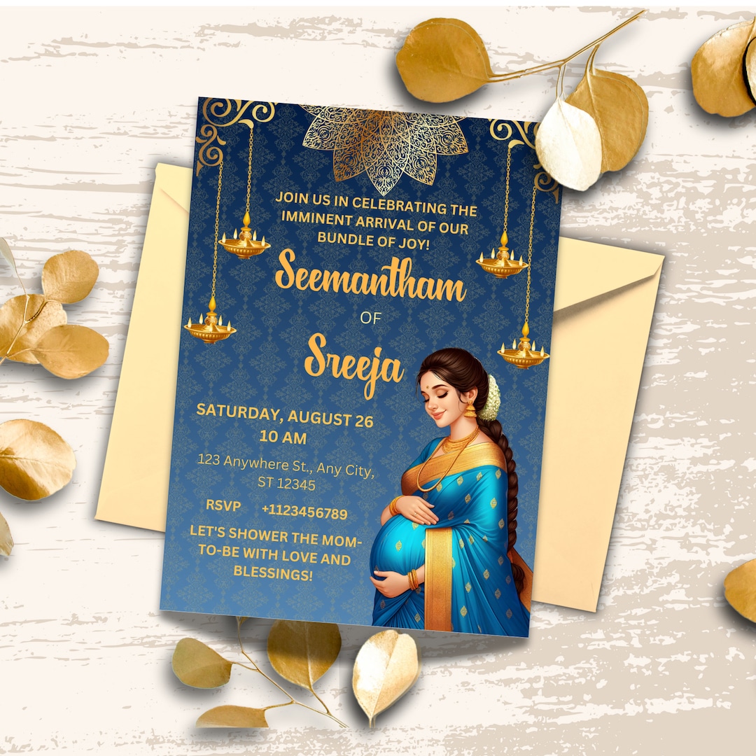 Sreemantham Invite for Your Indian Baby Shower, Valaikappu or Godh ...