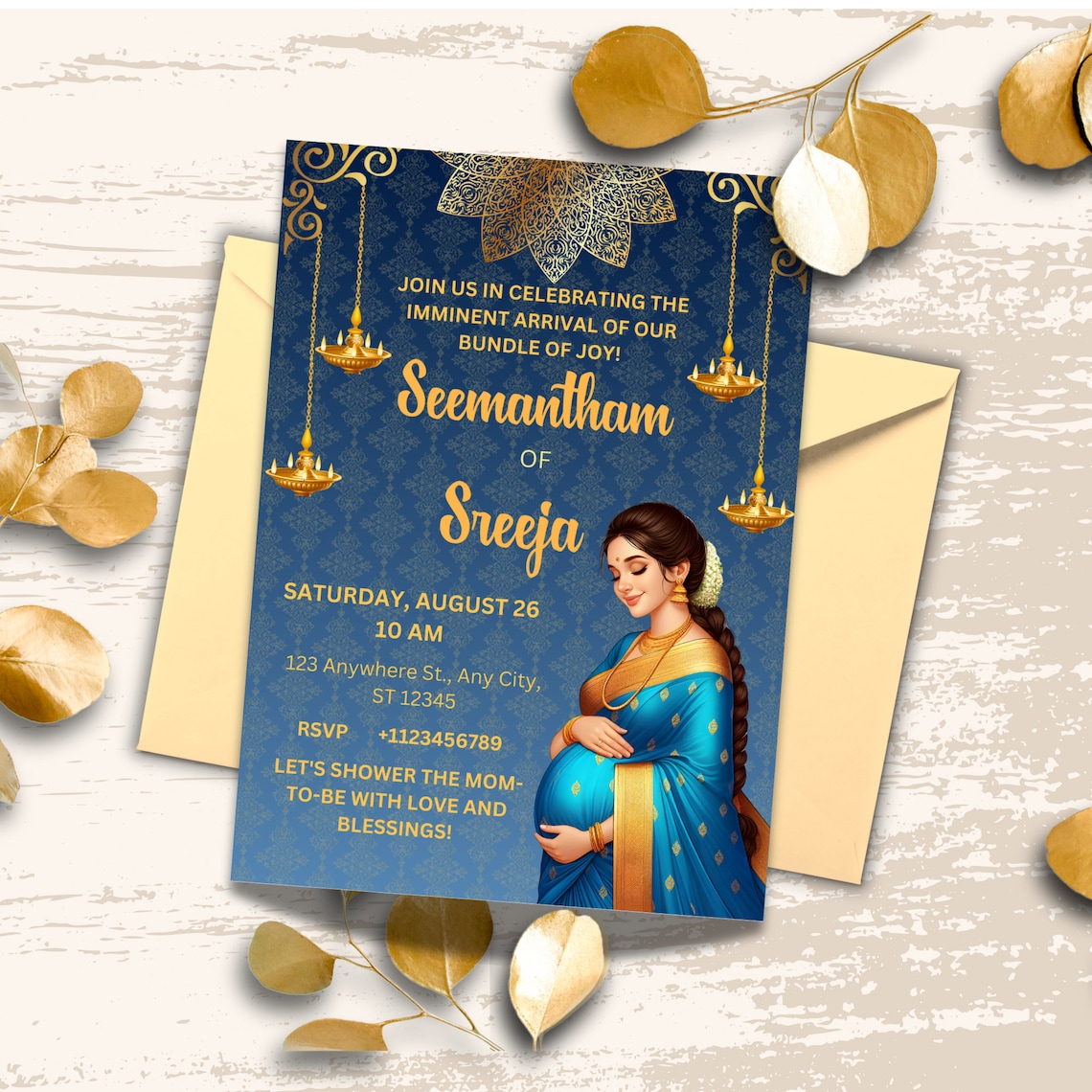 Sreemantham Invite for Your Indian Baby Shower, Valaikappu or Godh ...