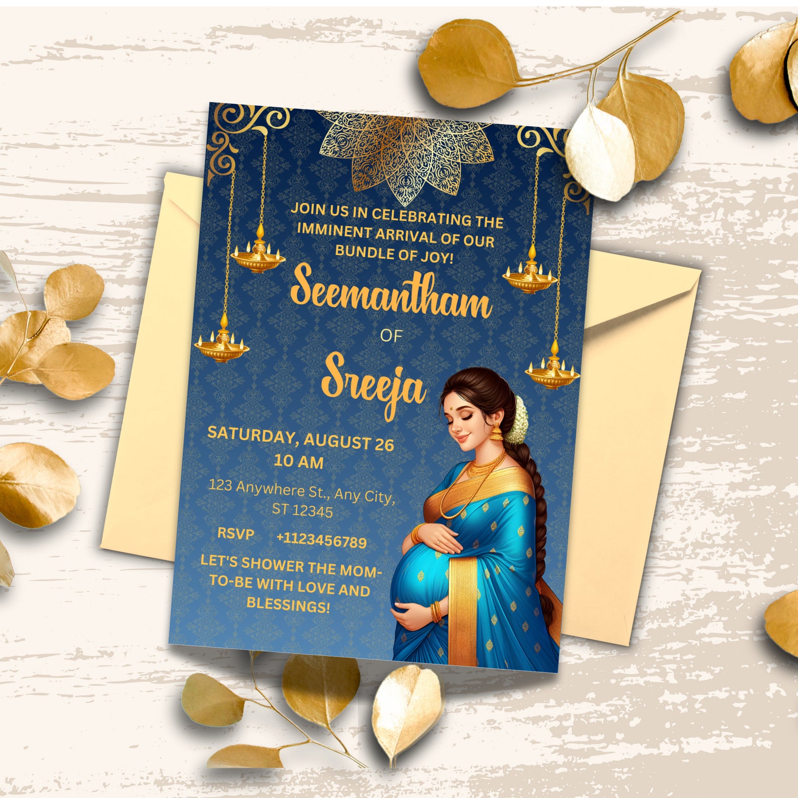 Buy Sreemantham Invite for Your Indian Baby Shower, Valaikappu or Godh ...