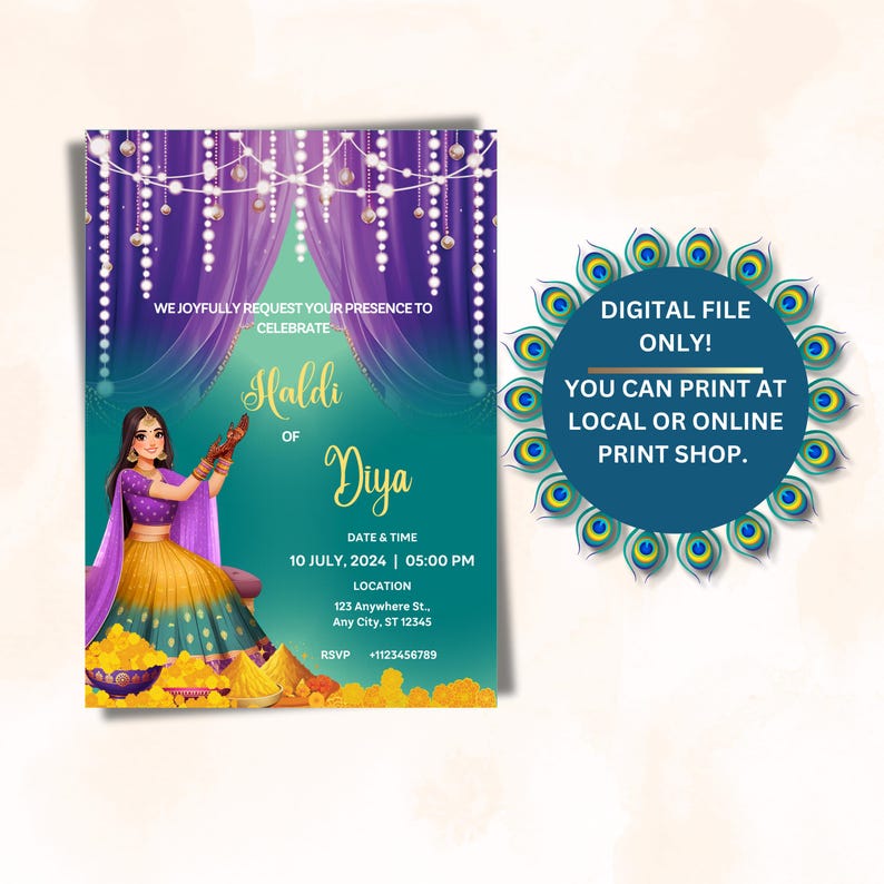 Haldi Invitation for Your Haldi Event, Customizable Haldi Invite for ...