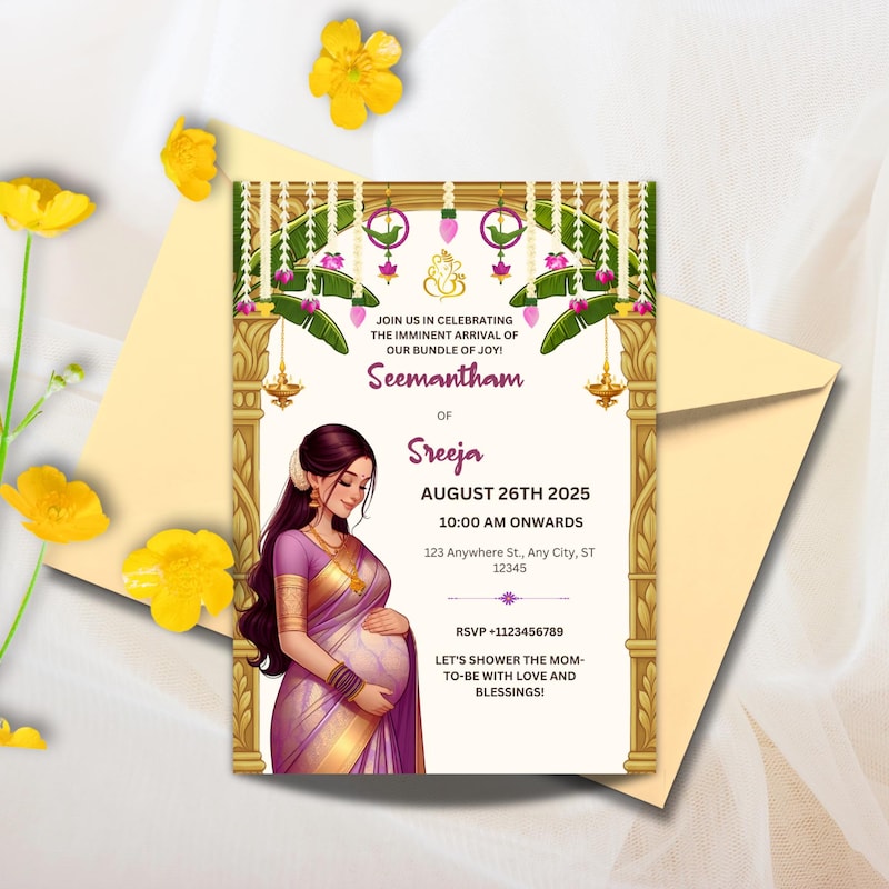 Seemantham Invitation - Etsy