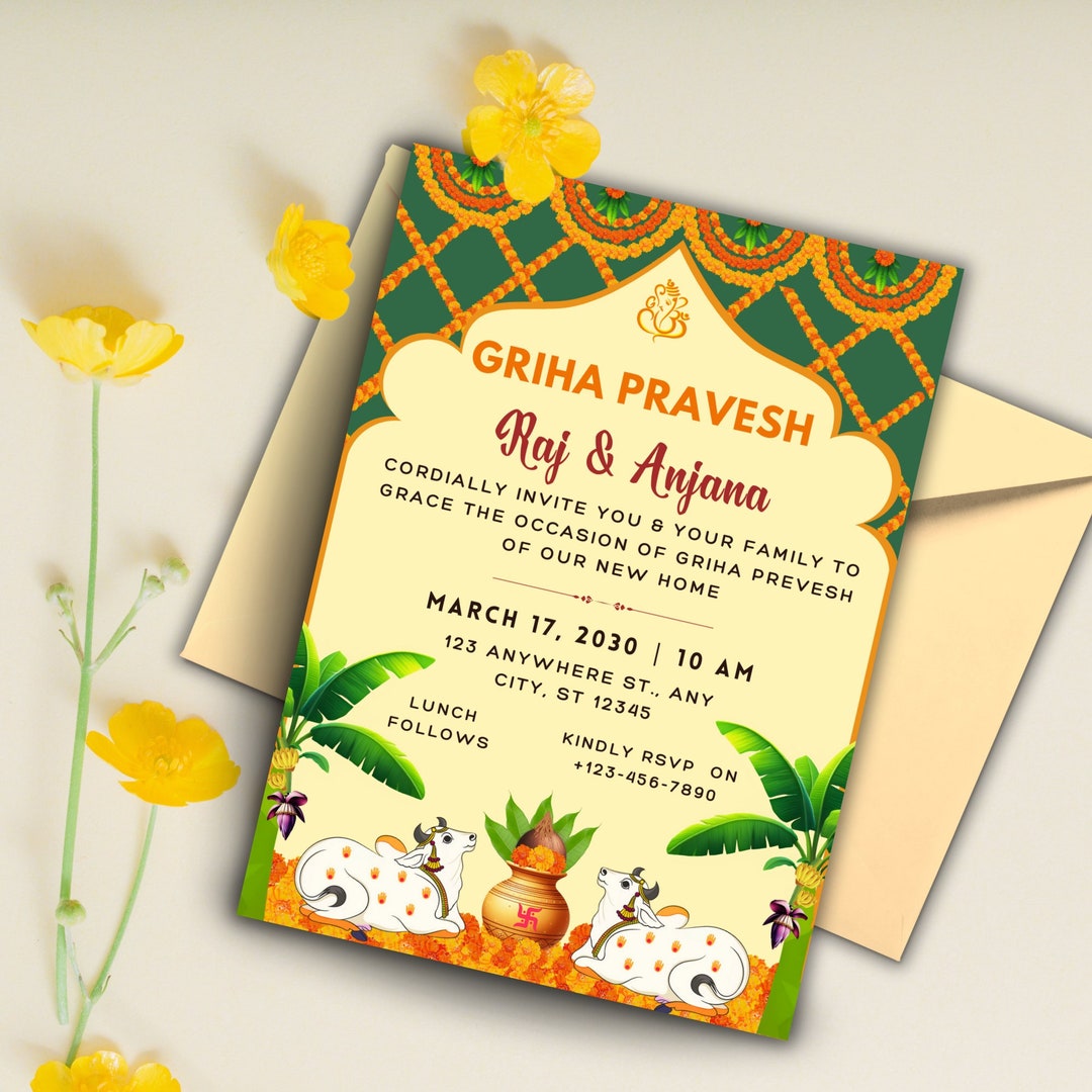 Indian Housewarming Invitation, Customizable Invitation for Indian ...