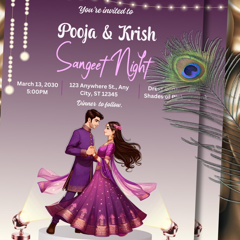 Sangeet Invitation, Customizable Invitation for Sangeet Party, Indian ...
