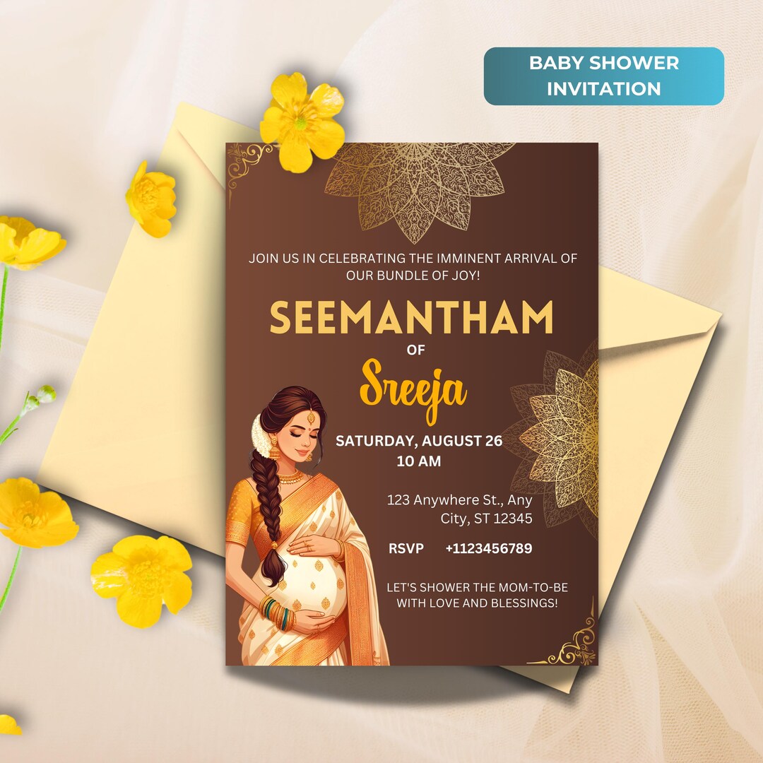 Sreemantham Invite for Your Indian Baby Shower, Valaikappu or Godh ...