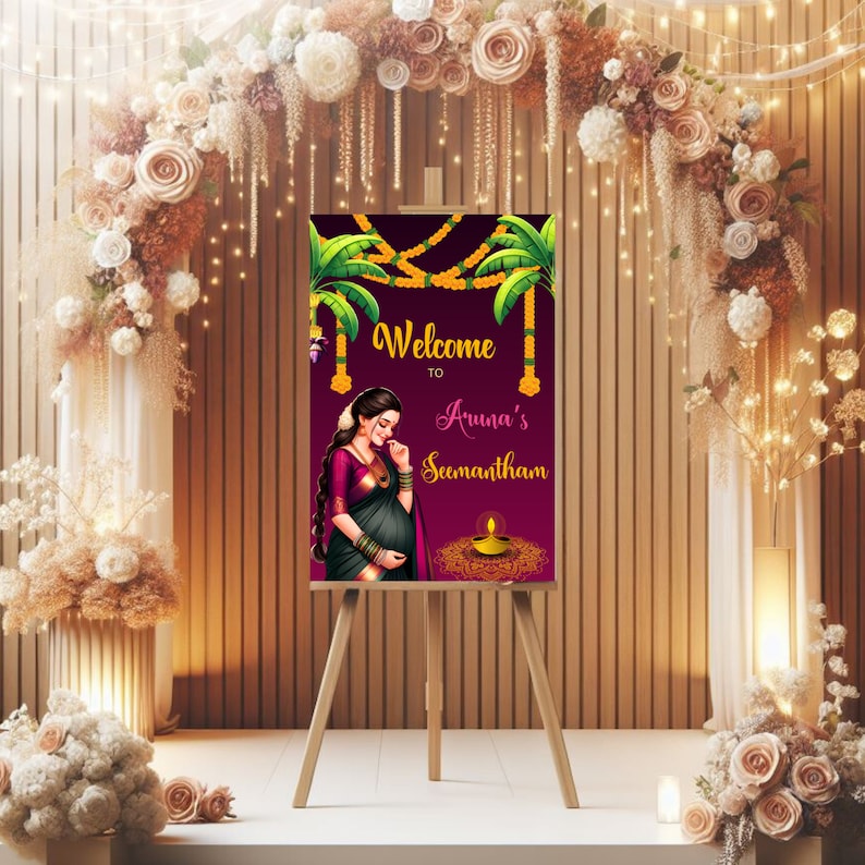 Seemantham Welcome Board for Indian Baby Shower or Sreemantham Welcome ...