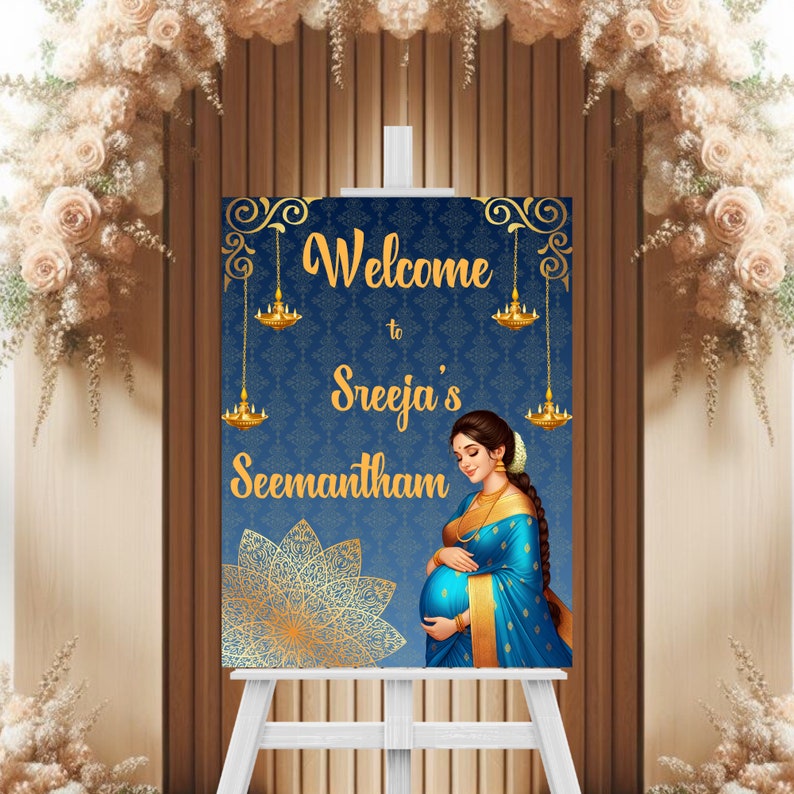 Seemantham Welcome Board for Indian Baby Shower or Sreemantham Welcome ...
