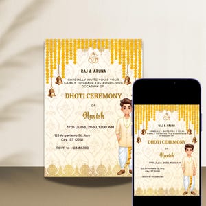 Dhoti Ceremony Invitation for Dhothi Function Invite & Panchalu ...
