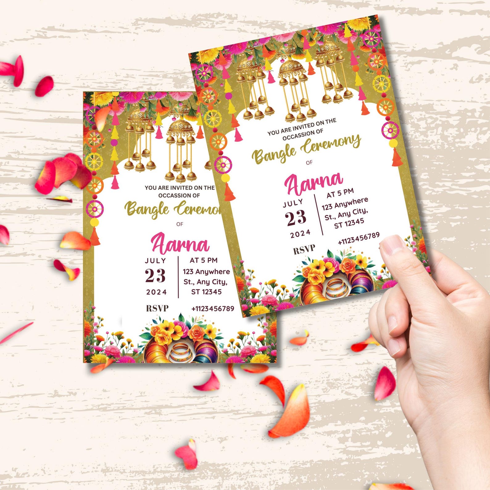 Bangle Ceremony Invitation for Choora Ceremony, Punjabi Wedding ...