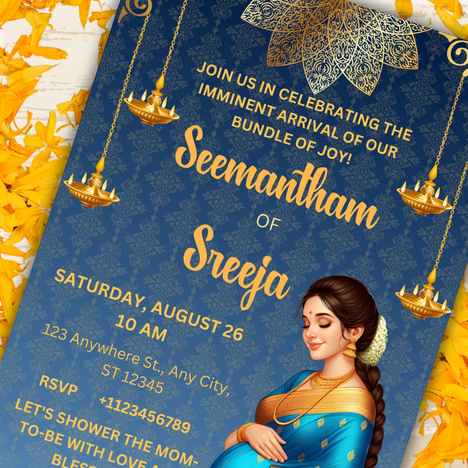 Sreemantham Invite for Your Indian Baby Shower, Valaikappu or Godh ...
