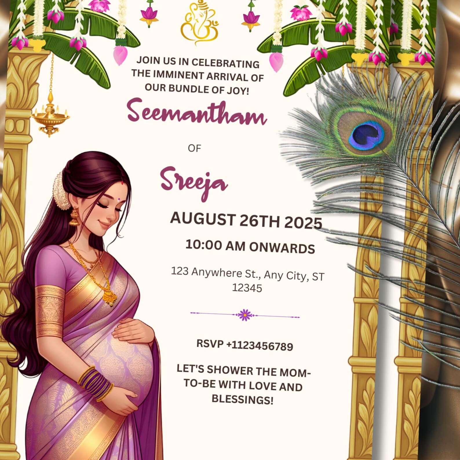 Sreemantham Invite for Your Indian Baby Shower, Valaikappu or Godh ...