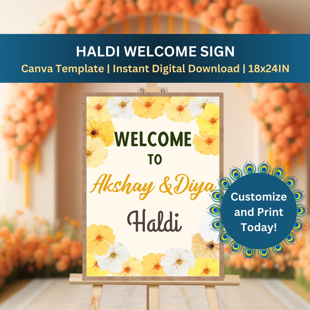 Haldi Sign for Your Haldi Event, Customizable Haldi Welcome Sign for ...