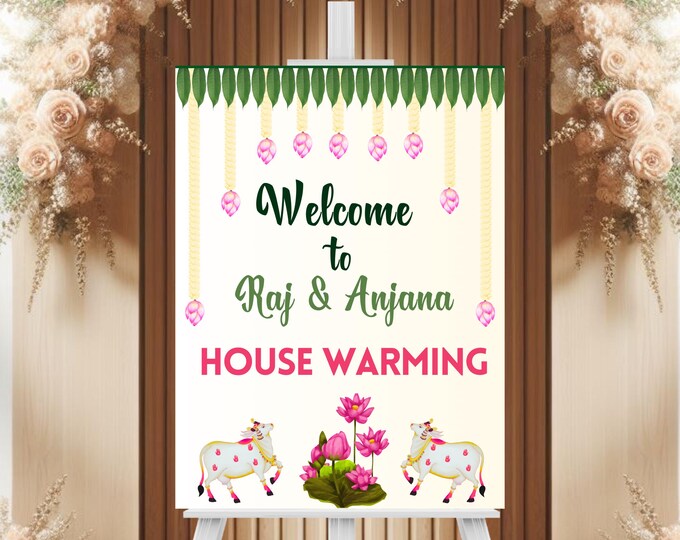 Housewarming Welcome Sign as Gruhapravesam Sign, Welcome Sign for House ...