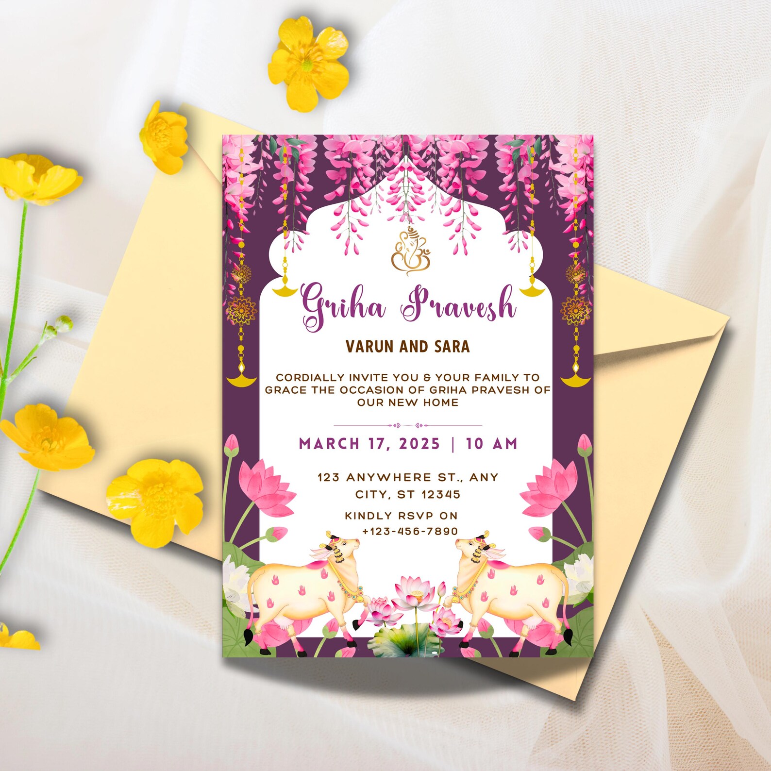 Buy Indian Housewarming Invitation, Customizable Invitation for Indian ...