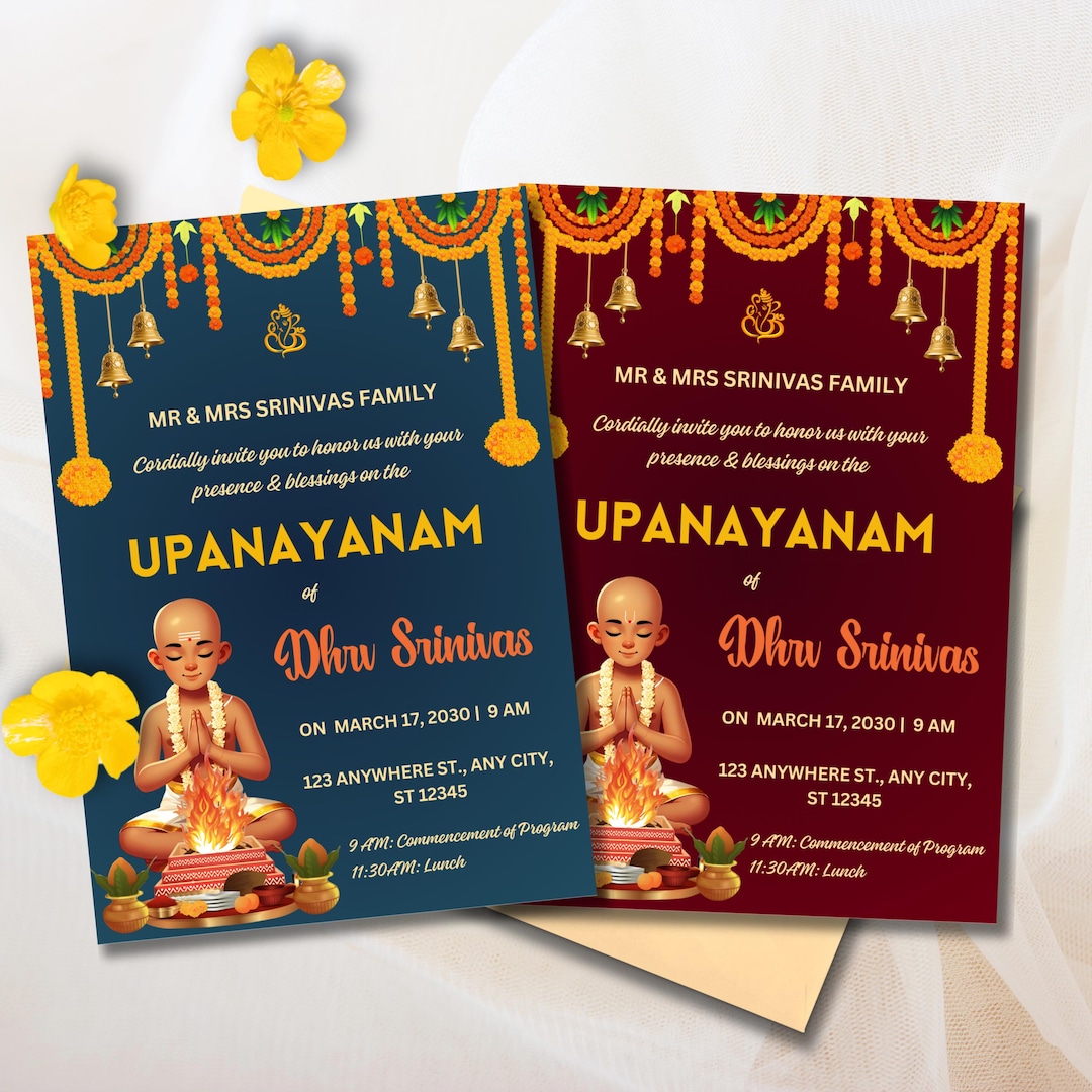 Upanayanam Invite, Customizable Upanayanam Invitation for Thread ...
