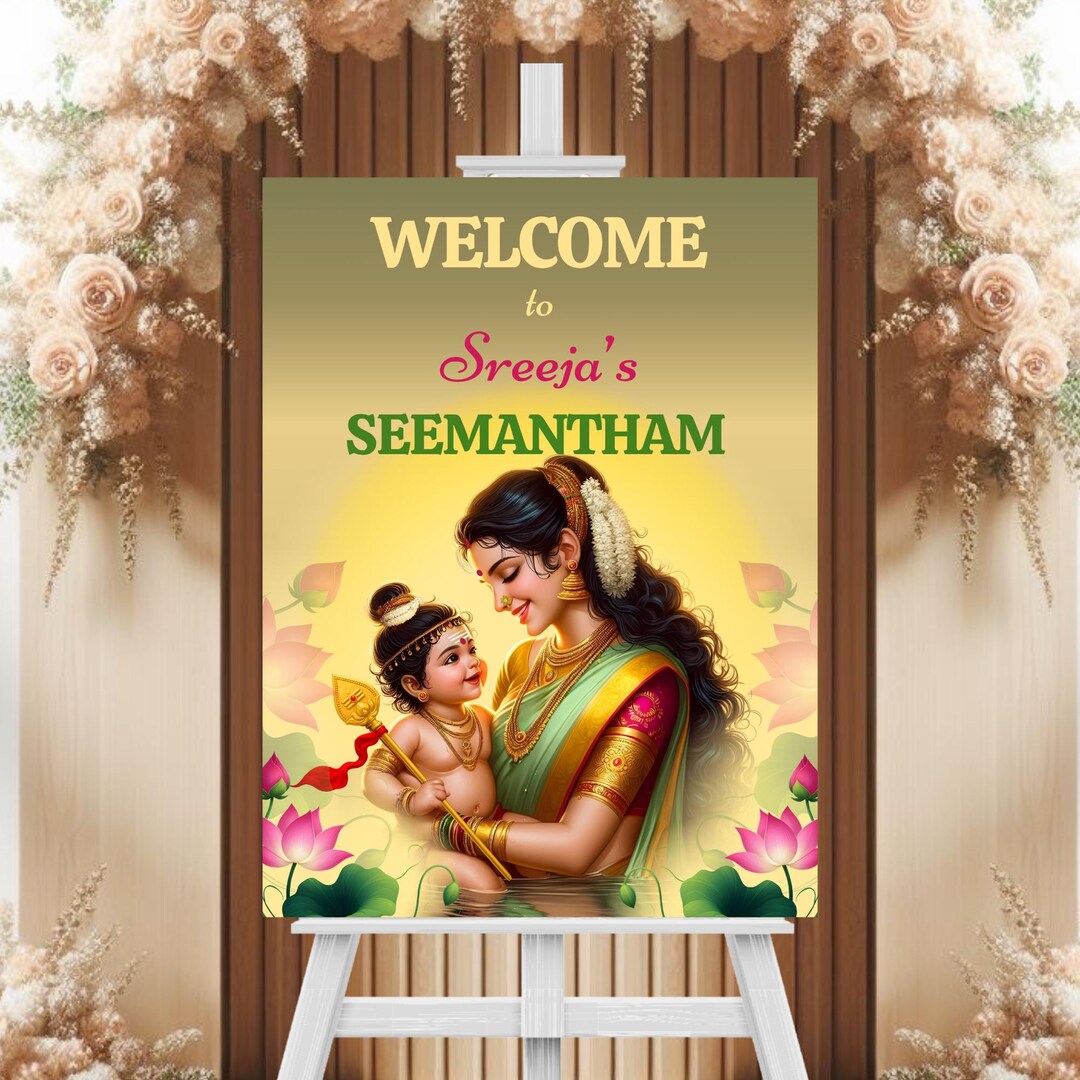 Seemantham Welcome Sign: Indian Baby Shower Decor (digital Download ...