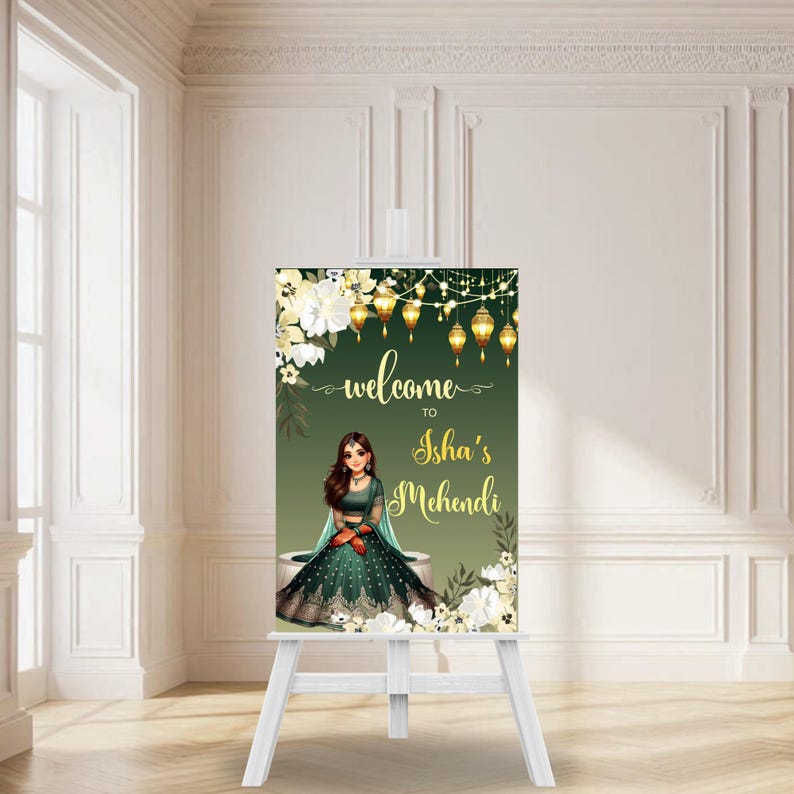 Mehndi Sign, Editable Welcome Sign for Mehendi Night, Mehendi Welcome ...