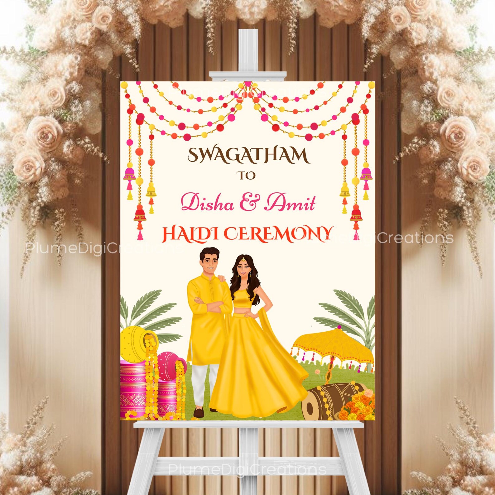 Haldi Sign for Your Haldi Event, Customizable Mayun Welcome Sign for ...