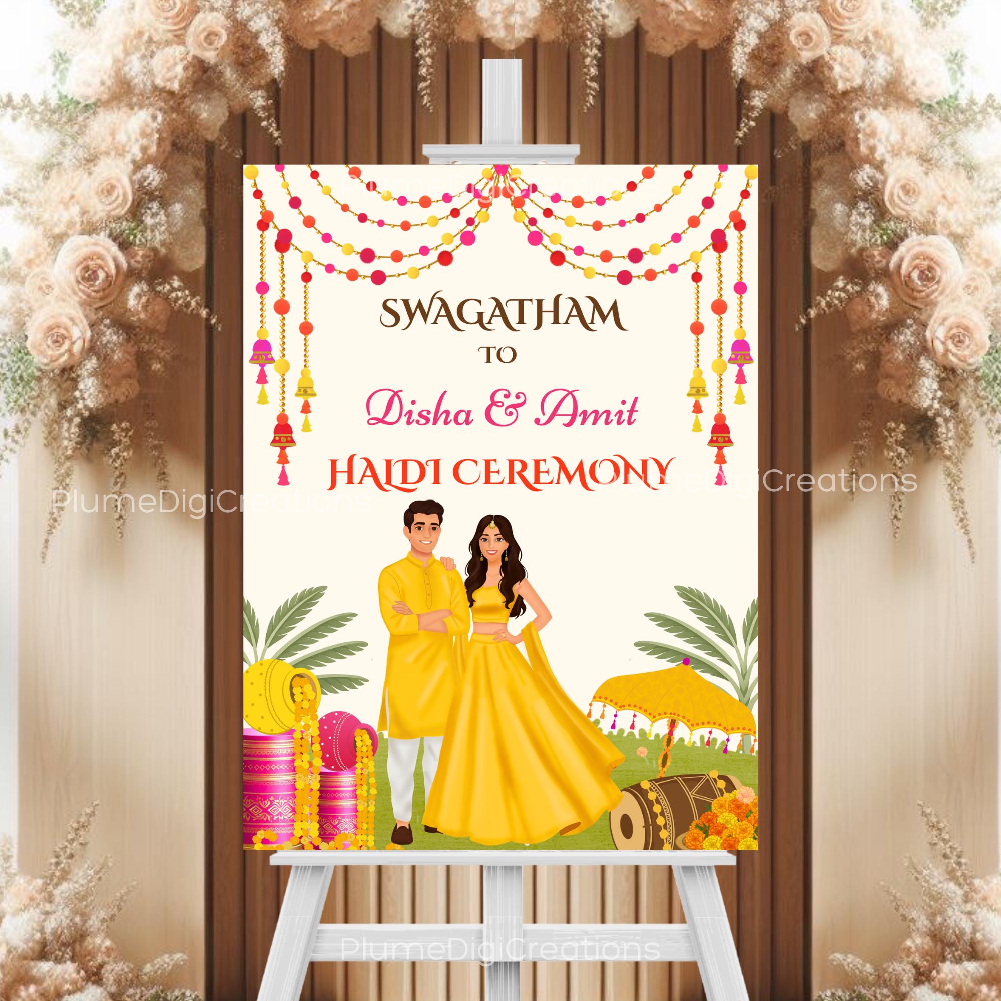Haldi Sign for Your Haldi Event, Customizable Mayun Welcome Sign for ...