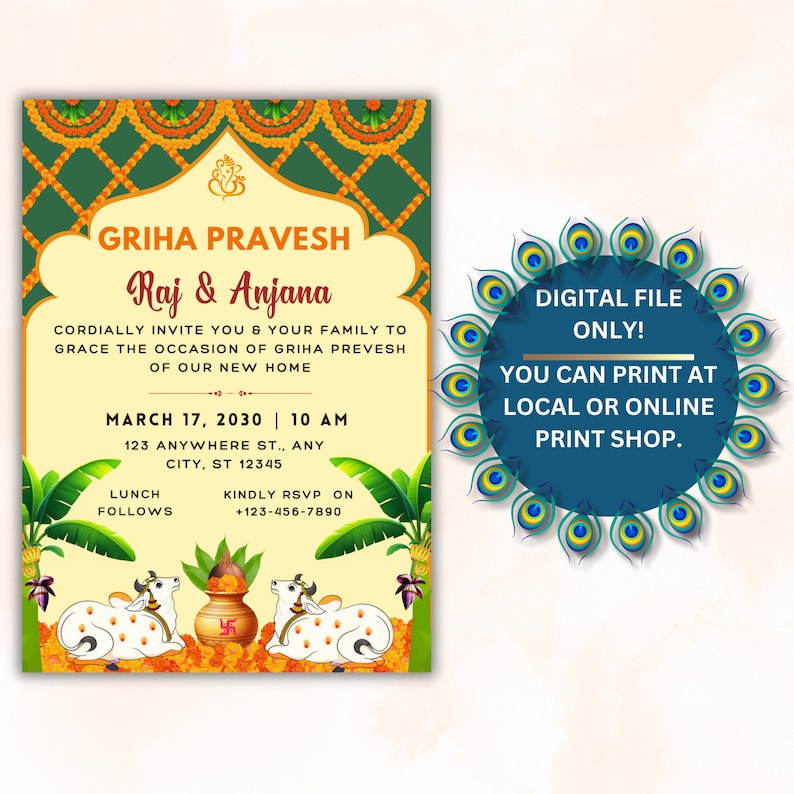 Indian Housewarming Invitation, Customizable Invitation for Indian ...