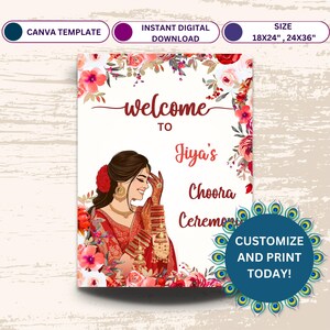 Bangle Ceremony Sign for Choora Ceremony, Punjabi Wedding Welcome Sign ...