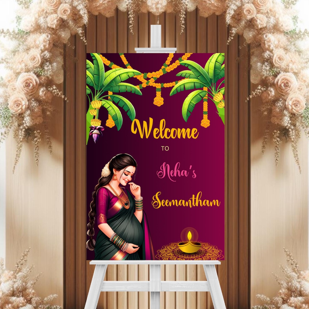 Seemantham Welcome Board for Indian Baby Shower or Sreemantham Welcome ...