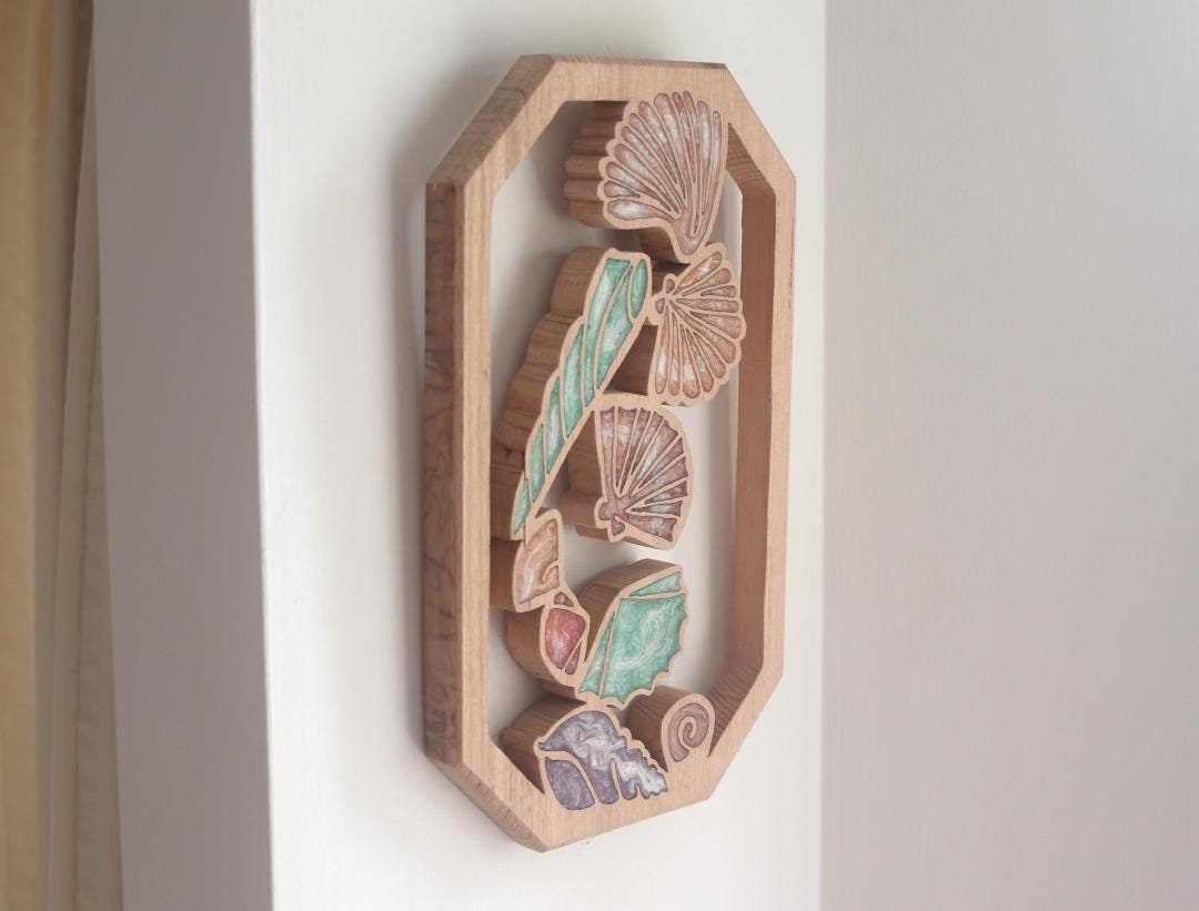 Sea Shells Wall Art, Resin Inlay Beautiful Effects in Natural Light ...
