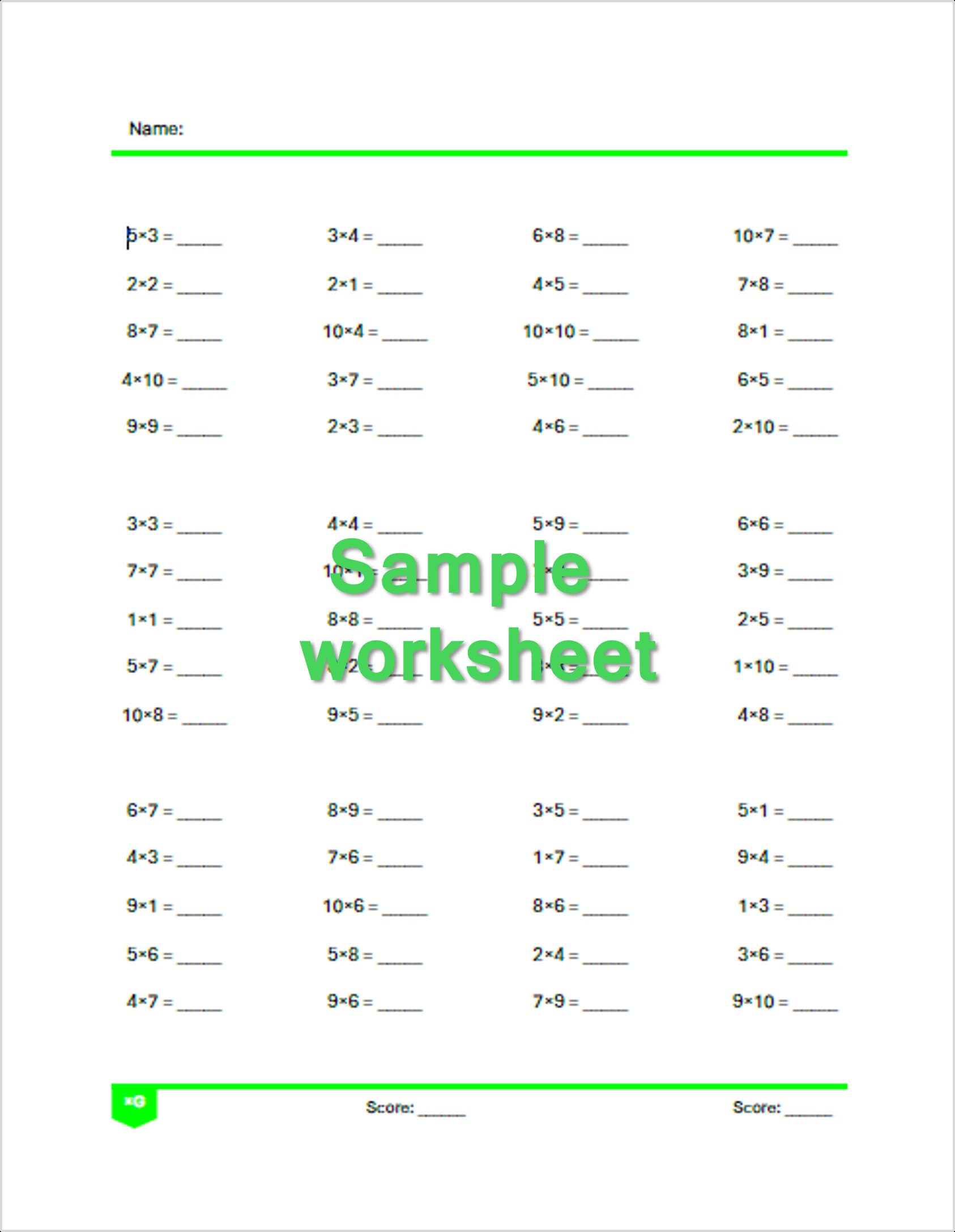 Printable Multiplication Practice Sheets, Learner-centered, Dyslexia ...