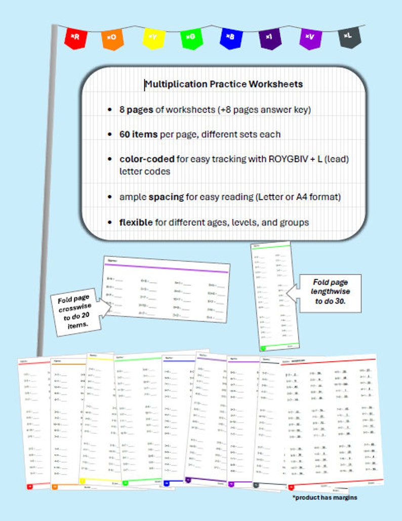 Printable Multiplication Practice Sheets, Learner-centered, Dyslexia ...