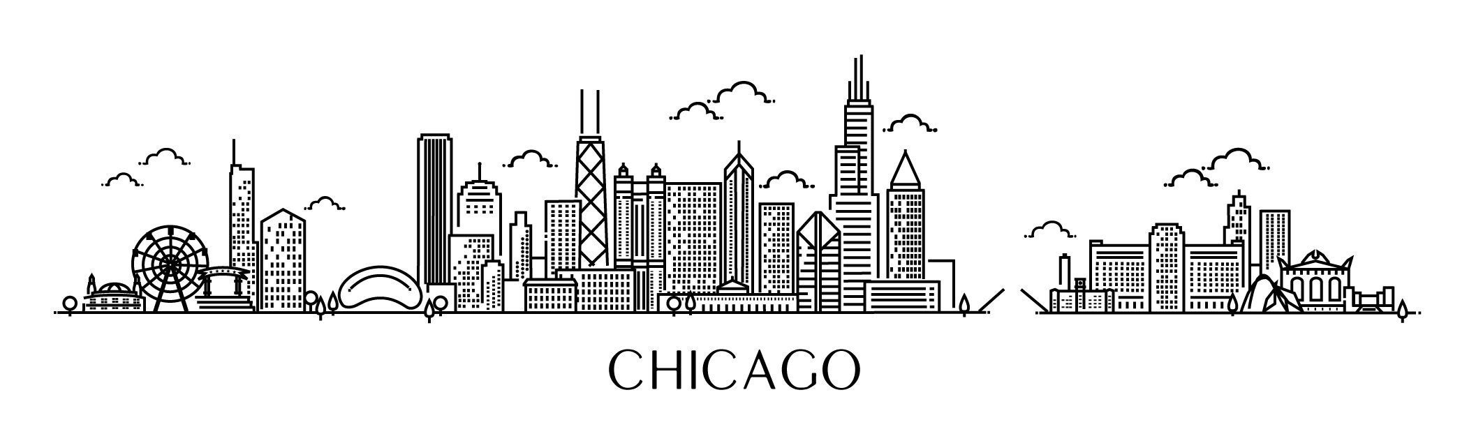 Chicago Skyline Cityscape Wall Art Poster Digital Download Printable ...