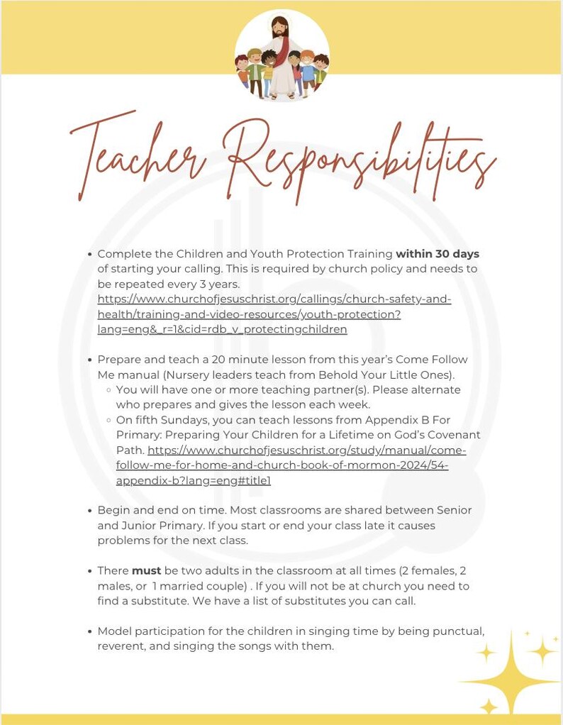 Primary Teacher Welcome Packet Editable LDS Primary Teacher Welcome ...