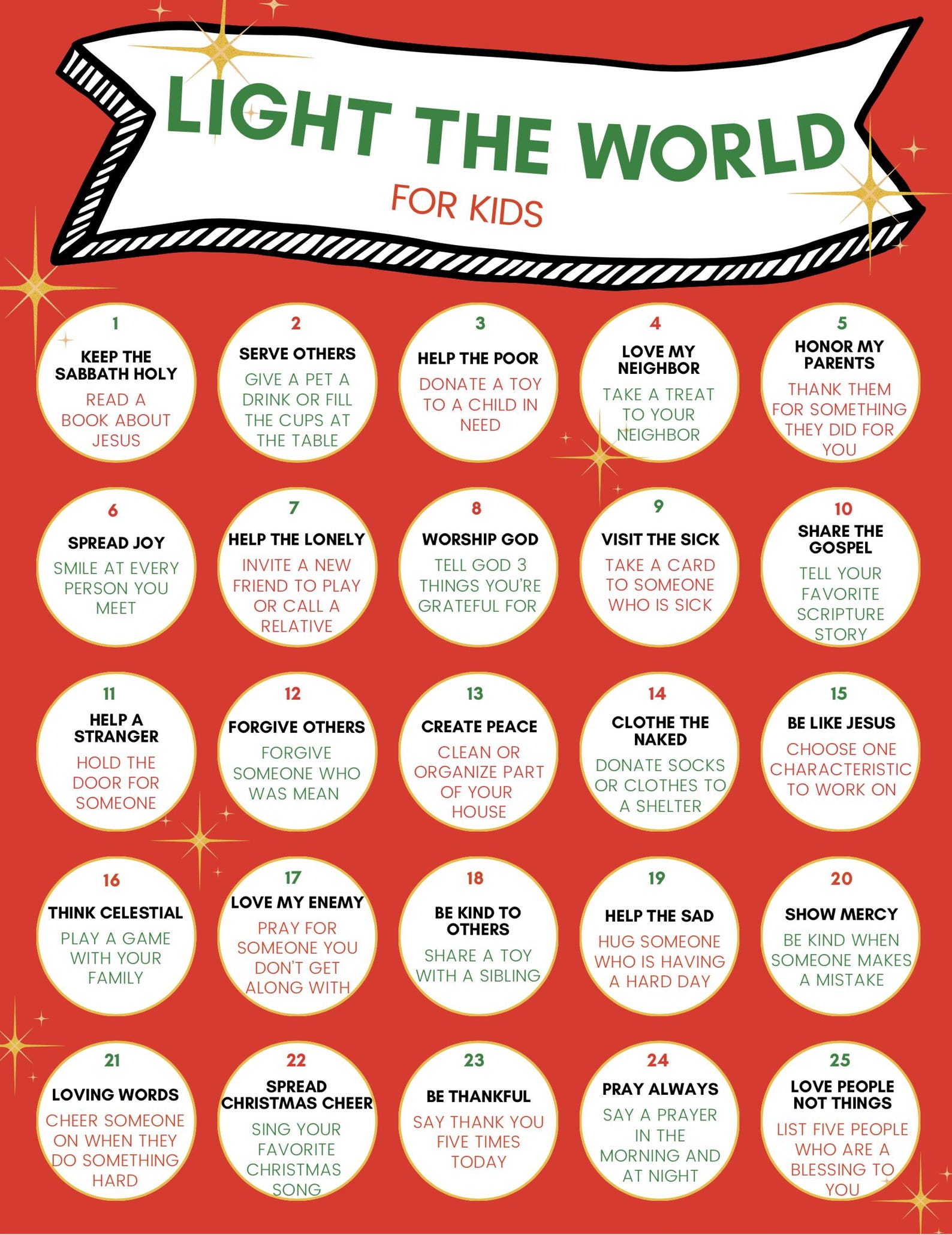 Light the World for Kids Christmas Service Advent Calendar Kids Church ...