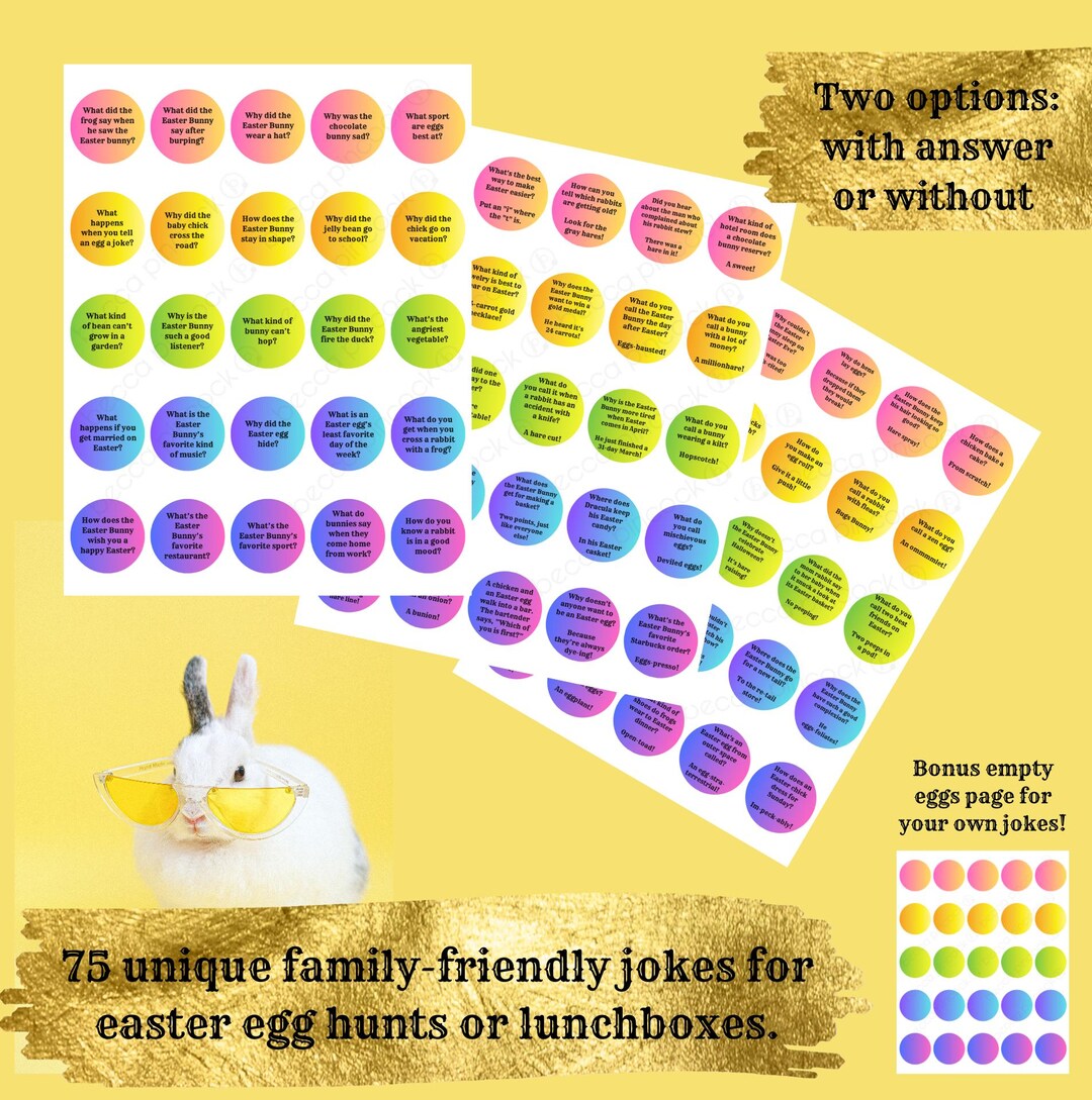 Easter Jokes Printable Easter Lunchbox Fillers Funny Easter Egg Hunt ...