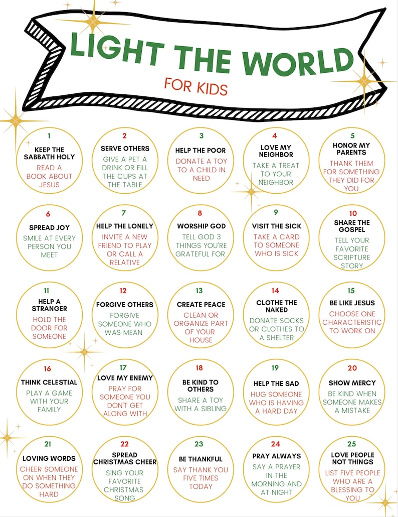 Light the World for Kids Christmas Service Advent Calendar Kids Church ...