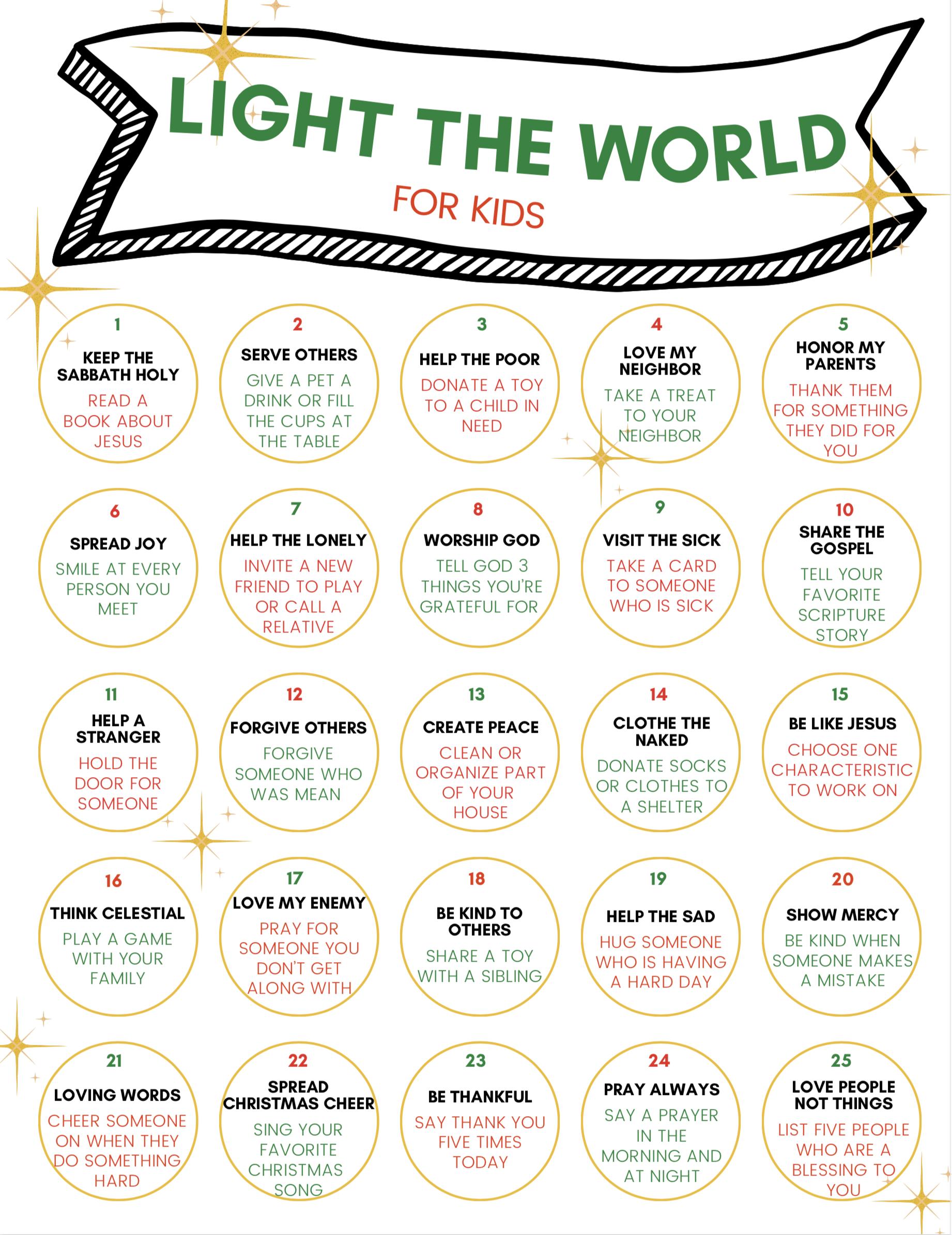 Light the World for Kids Christmas Service Advent Calendar Kids Church ...