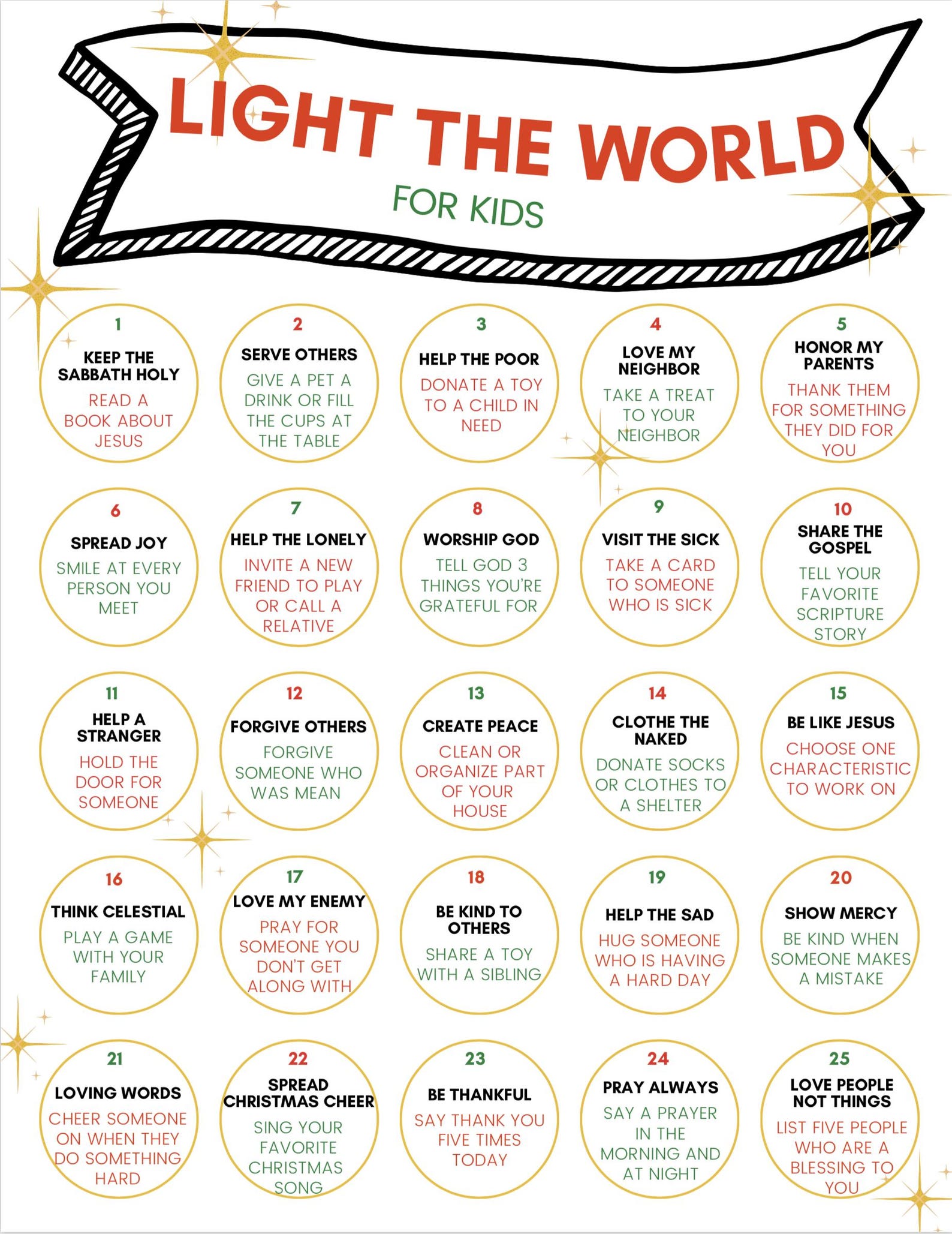 Light the World for Kids Christmas Service Advent Calendar Kids Church ...