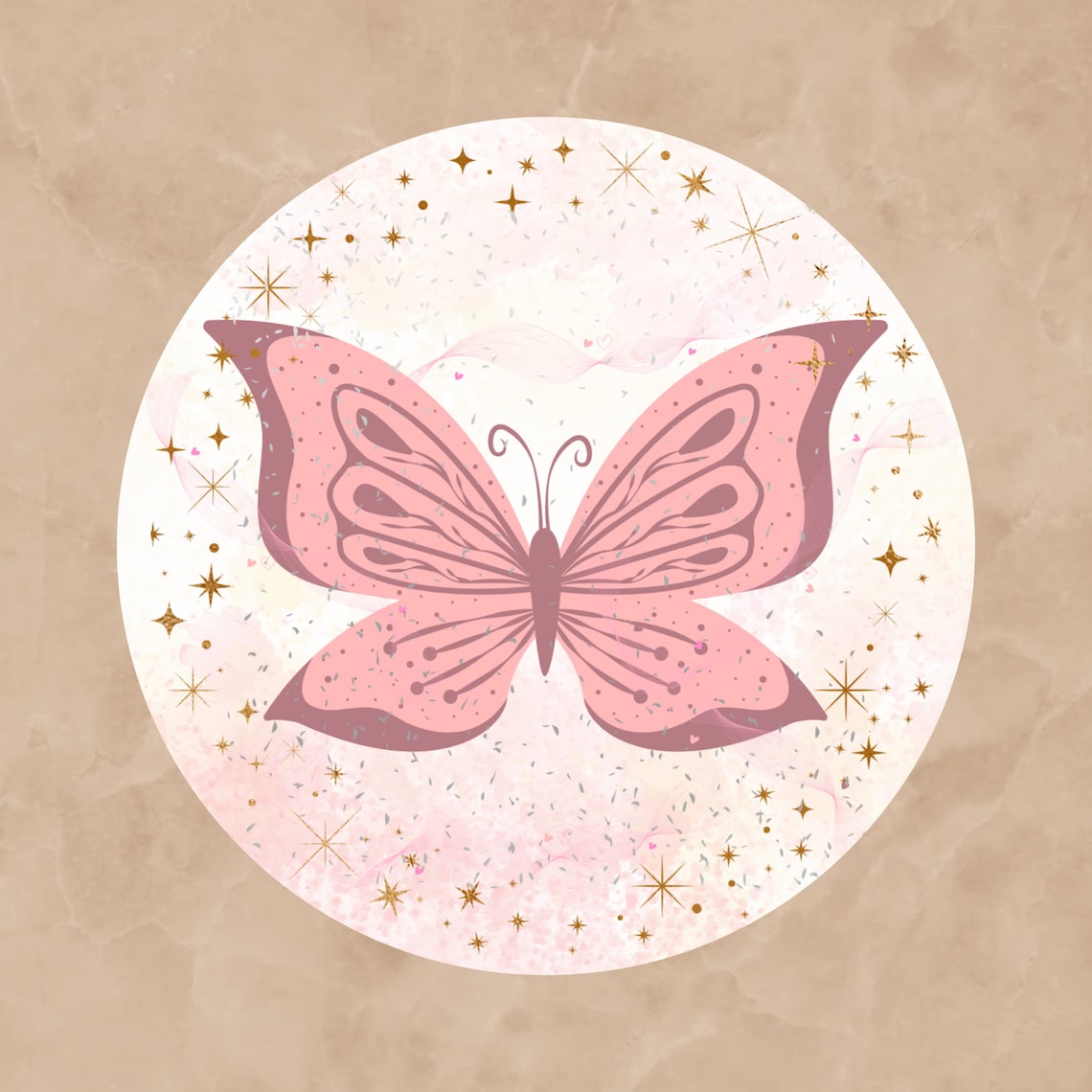 Printable Round Butterfly Sticker - Etsy